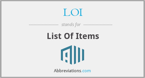 LOI - List Of Items