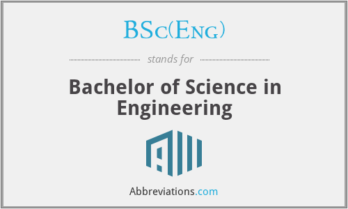 What does BSC(ENG) stand for?