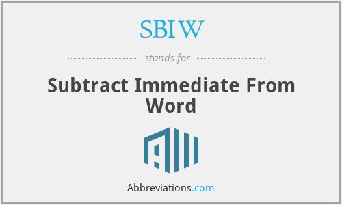 What does SBIW stand for?