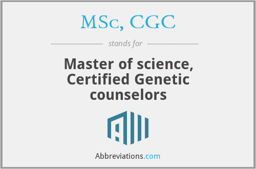 What does MSC, CGC stand for?