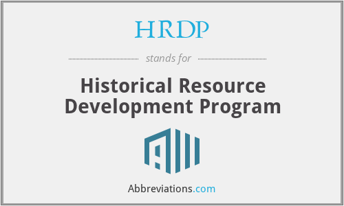HRDP - Historical Resource Development Program