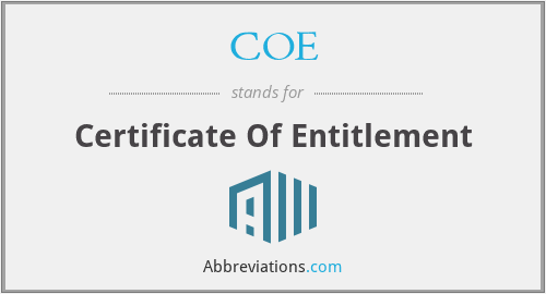 COE - Certificate Of Entitlement