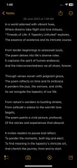 "Threads of Life: A Tapestry Unfurled" Poem Analysis