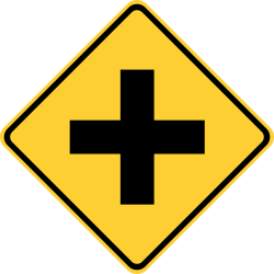 U.S. and Canada Intersection ahead sign. Symbol